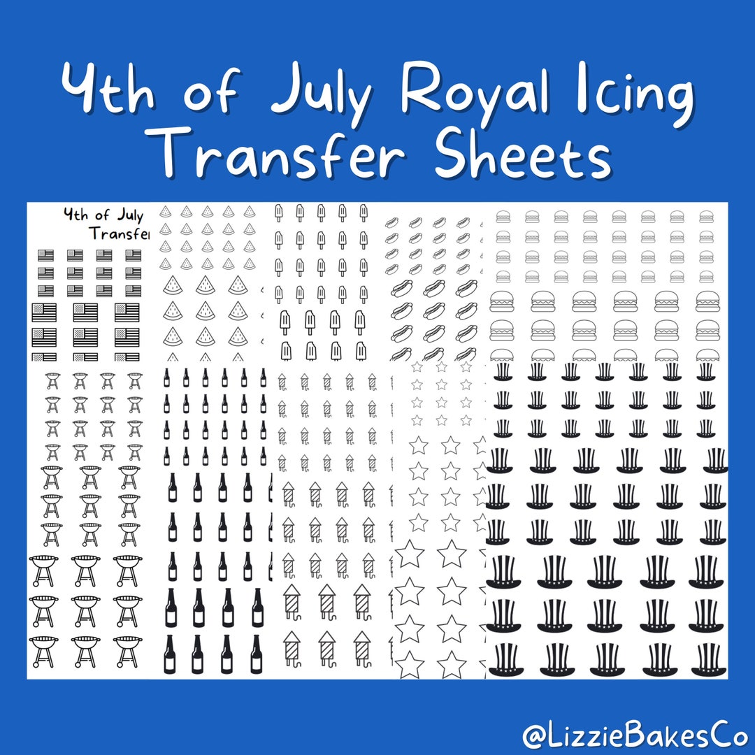 4th of July Royal Icing Transfer Sheets Set of 10 Printable - Etsy