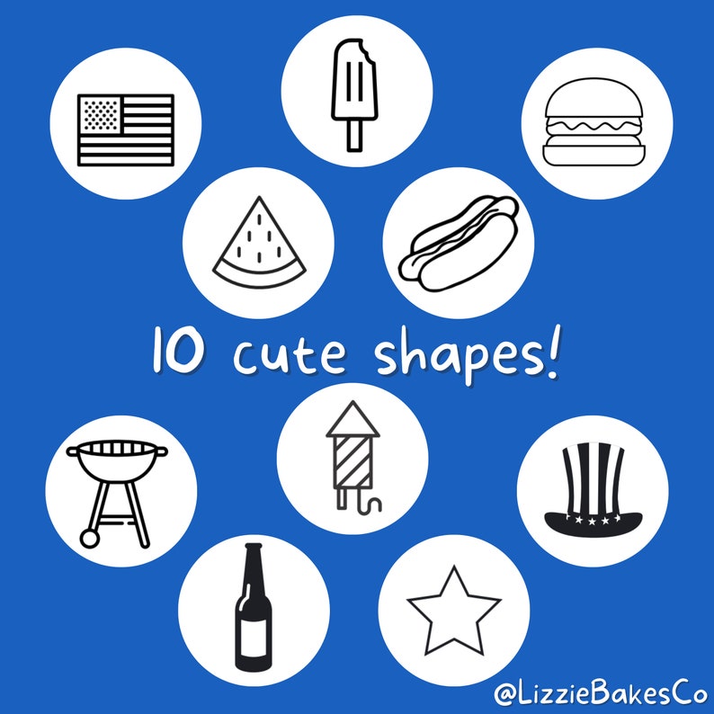 4th of July Royal Icing Transfer Sheets, Set of 10 Printable Sheets ...