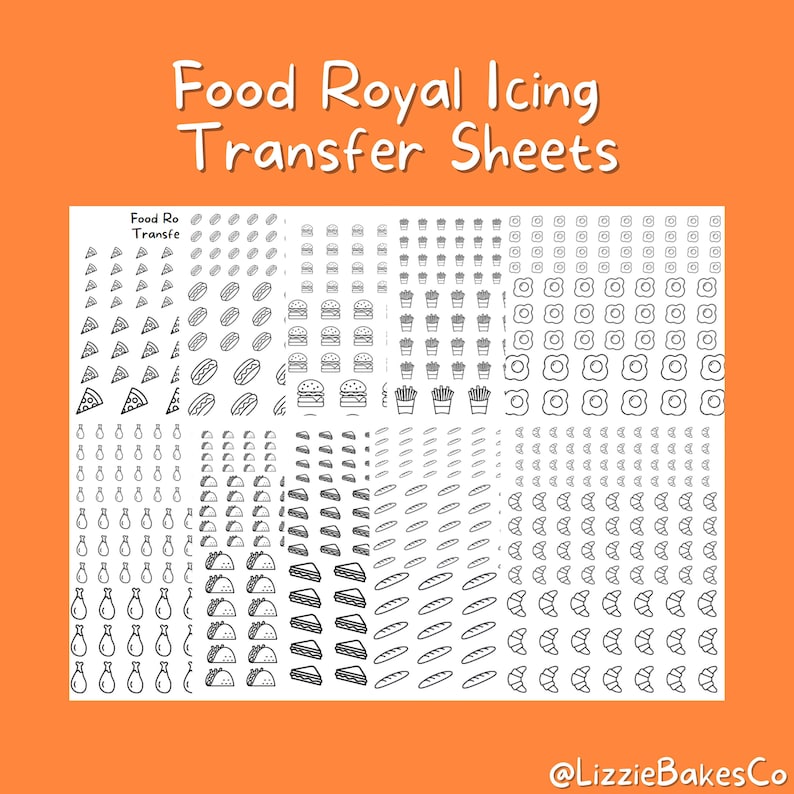 Food Royal Icing Transfer Sheets Set of 10 Printable Sheets - Etsy