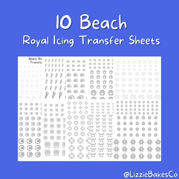 Beach Royal Icing Transfer Sheets Set of 10 Printable Sheets - Etsy