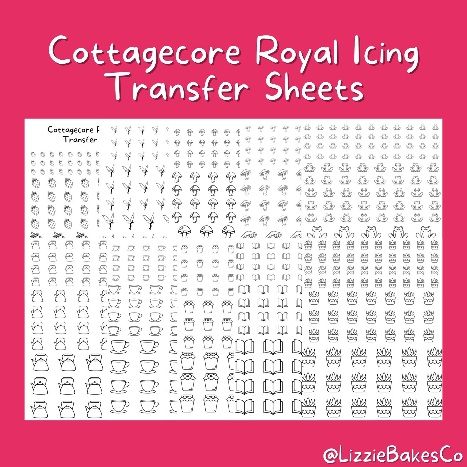 Cottagecore Royal Icing Transfer Sheets Set of 10 Printable - Etsy