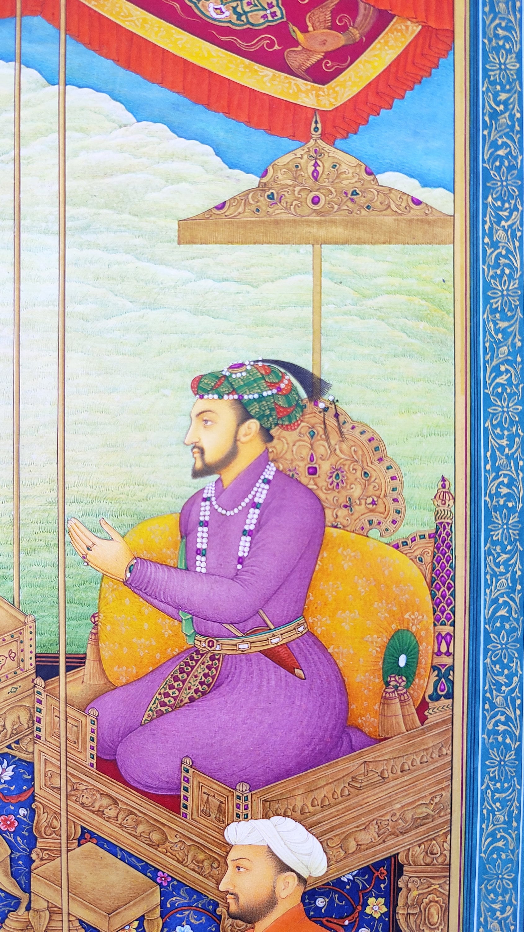 Original Mughal Emperor Akbar Court Scene Miniature Painting on Paper I ...