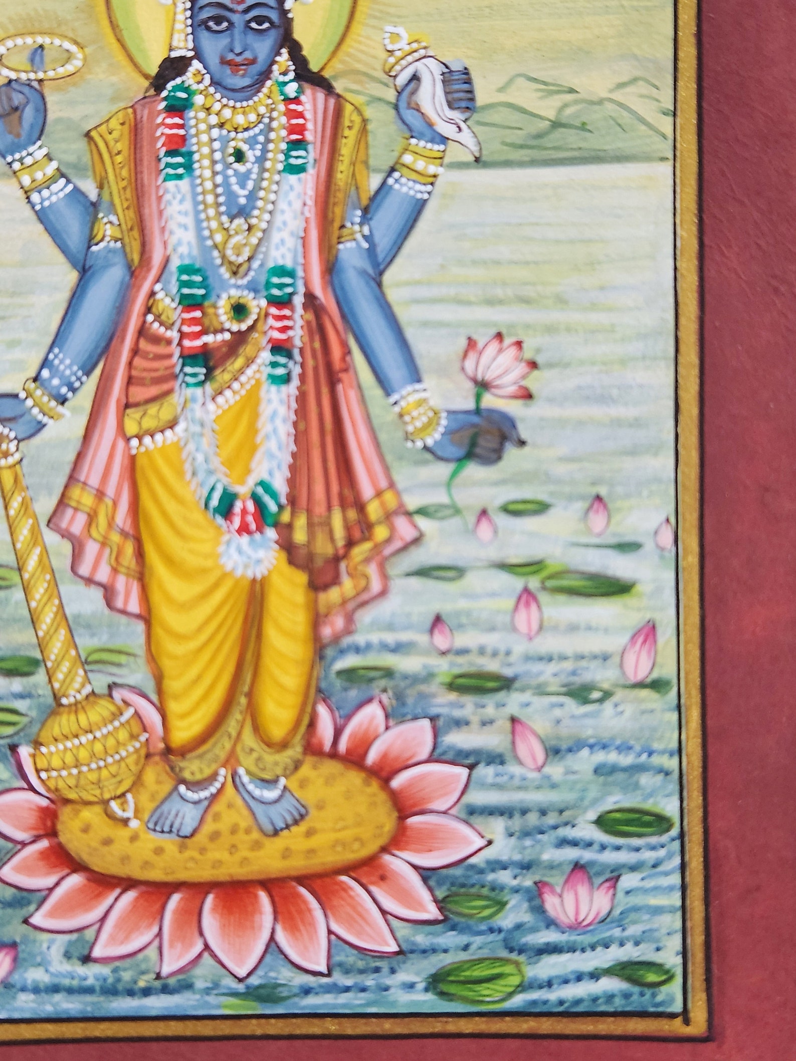 Original Indian Miniature Painting of Bhagwan Vishnu L Handmade ...