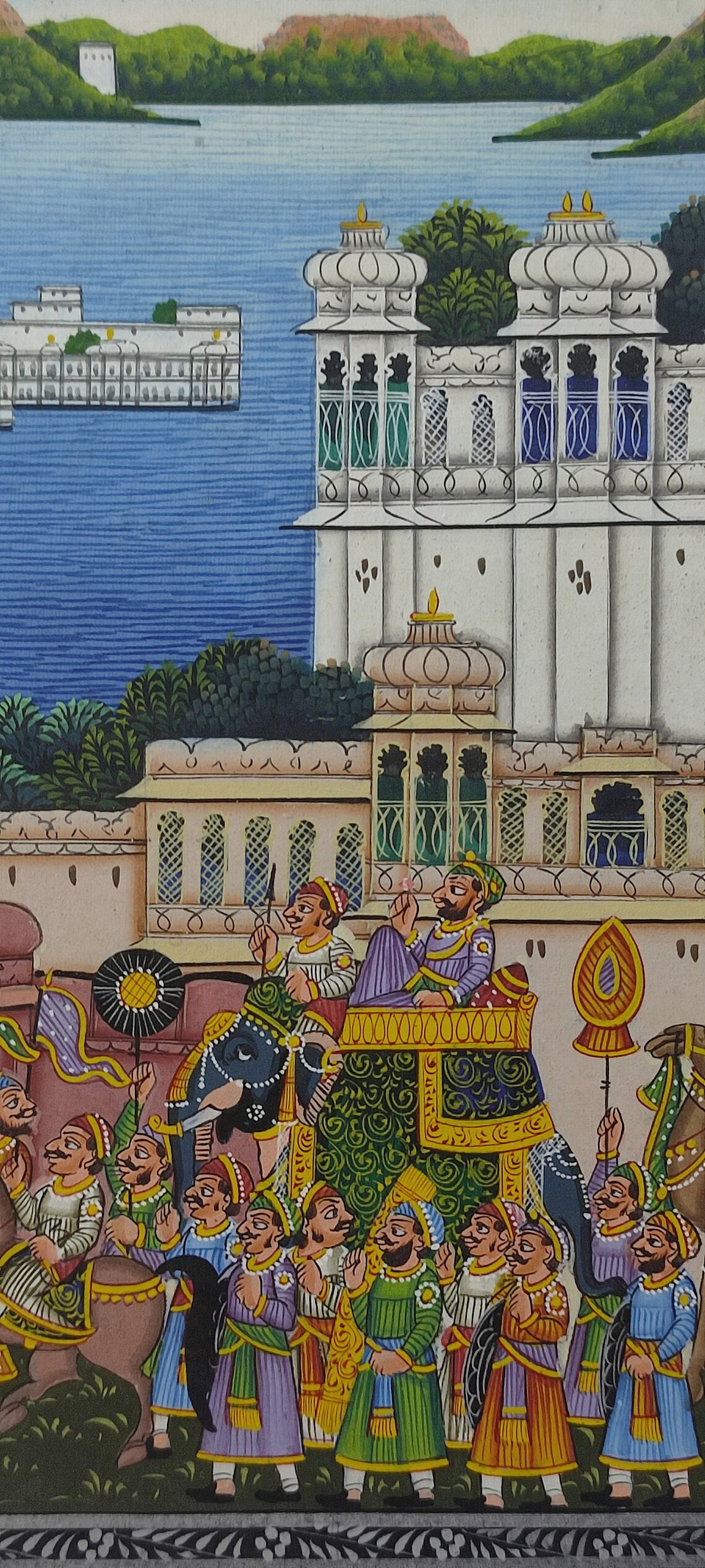 Maharaja Procession, Udaipur Palace Gouache Painting on Silk - Etsy