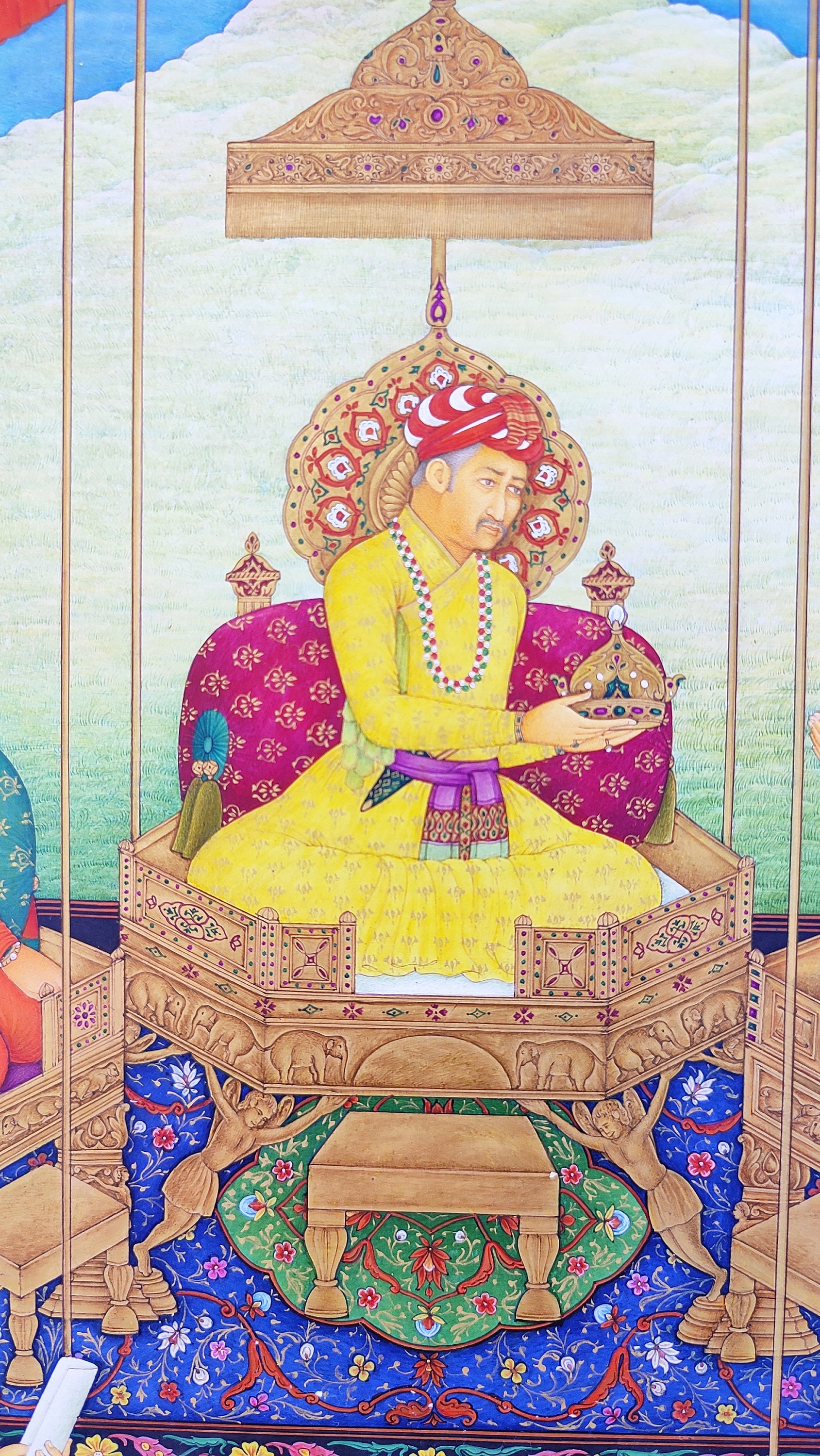 Original Mughal Emperor Akbar Court Scene Miniature Painting on Paper I ...