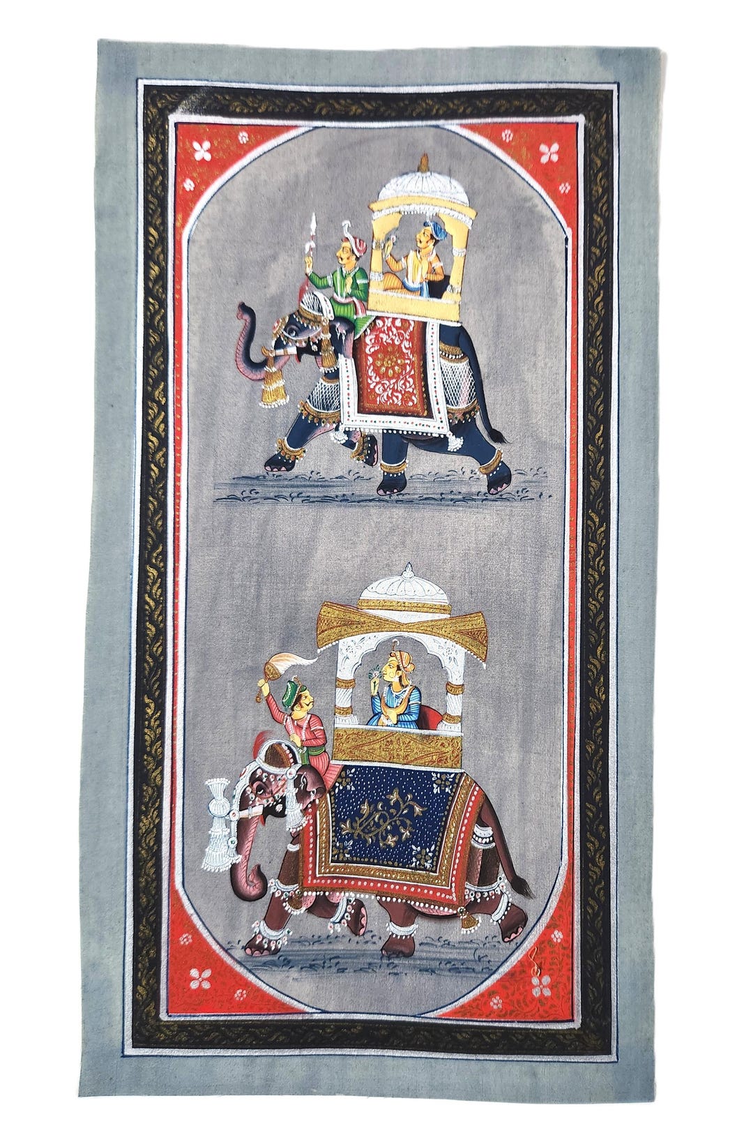 Indian Royal Wedding Procession Miniature Painting, Silk Cloth Art - Etsy