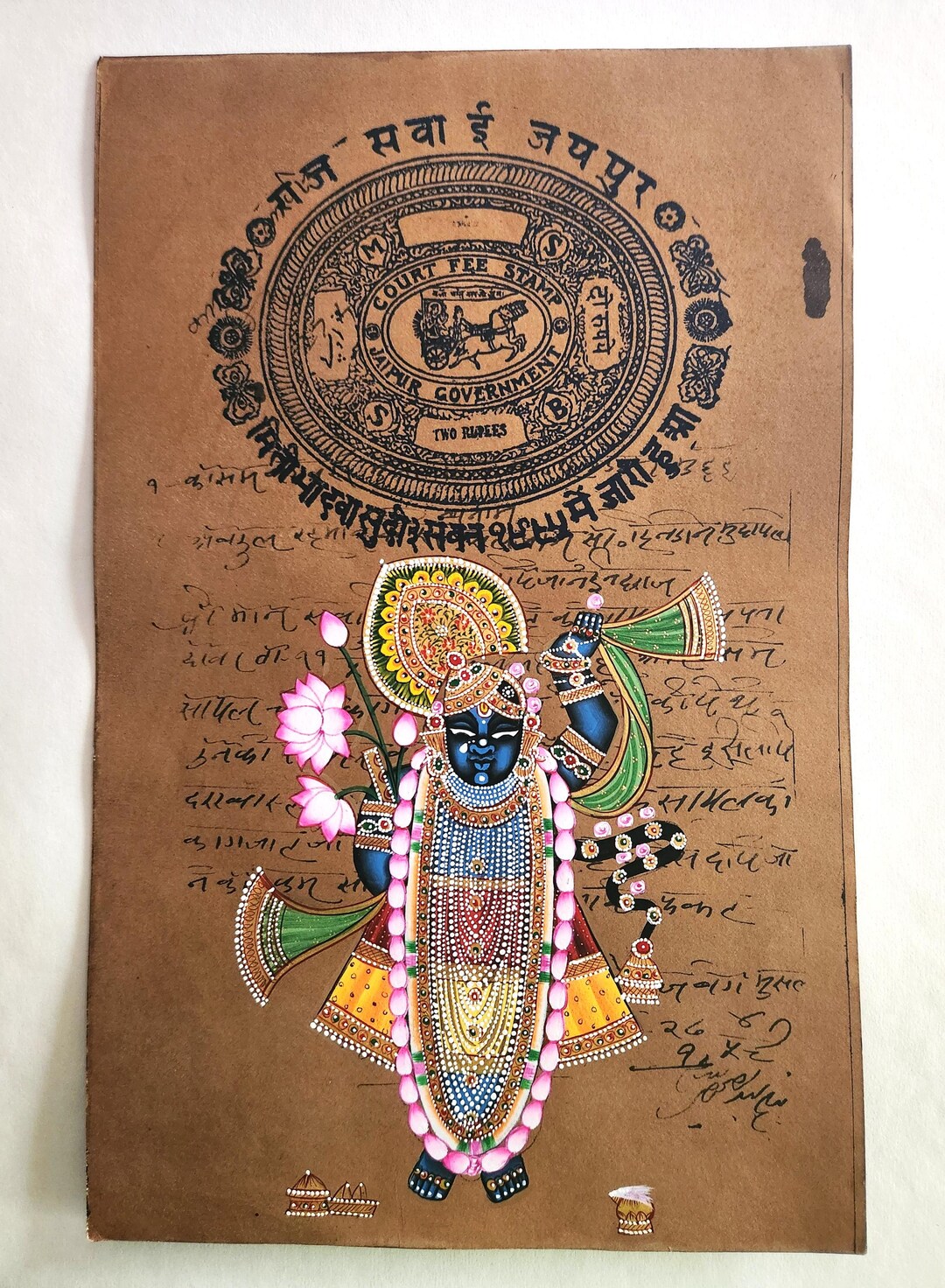 Shreenath Ji Indian Miniature Painting on Paper L Handpainted ...