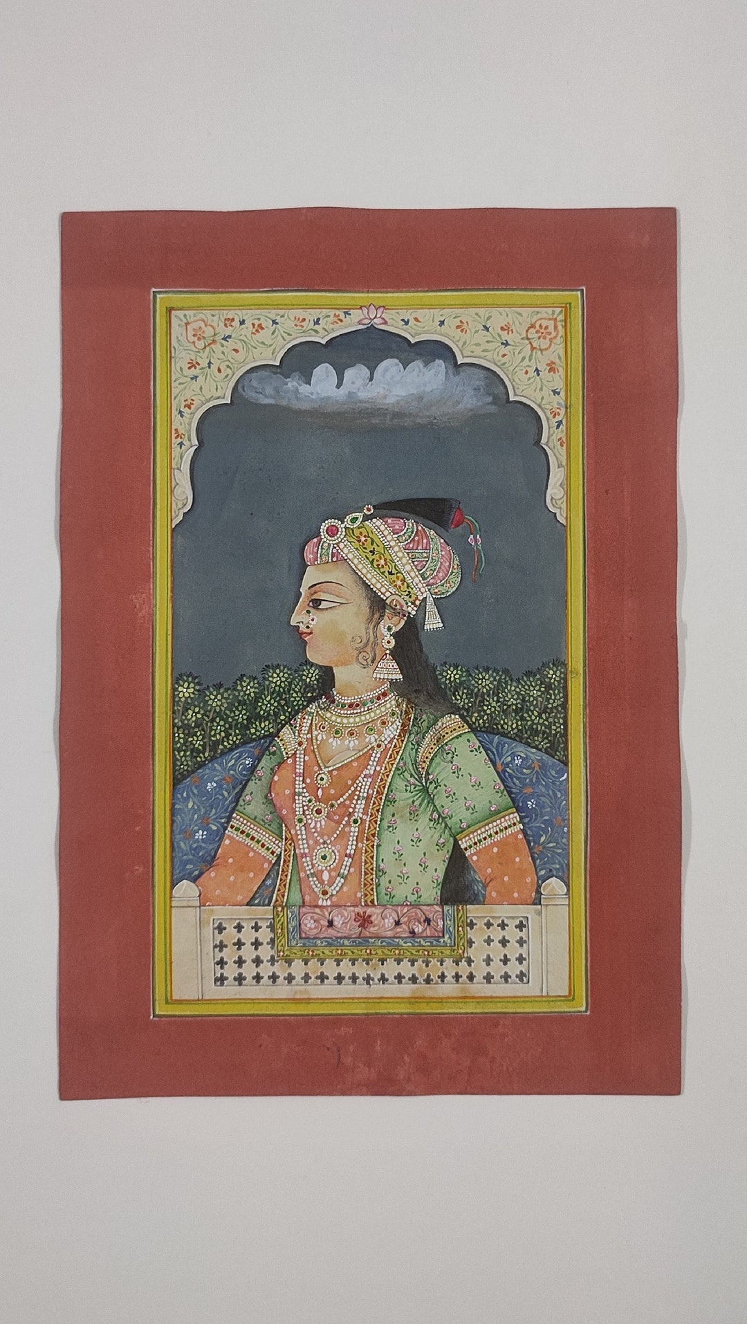 Indian Queen Maharani Miniature Painting on Paper 7.5 X 11 Inches L ...
