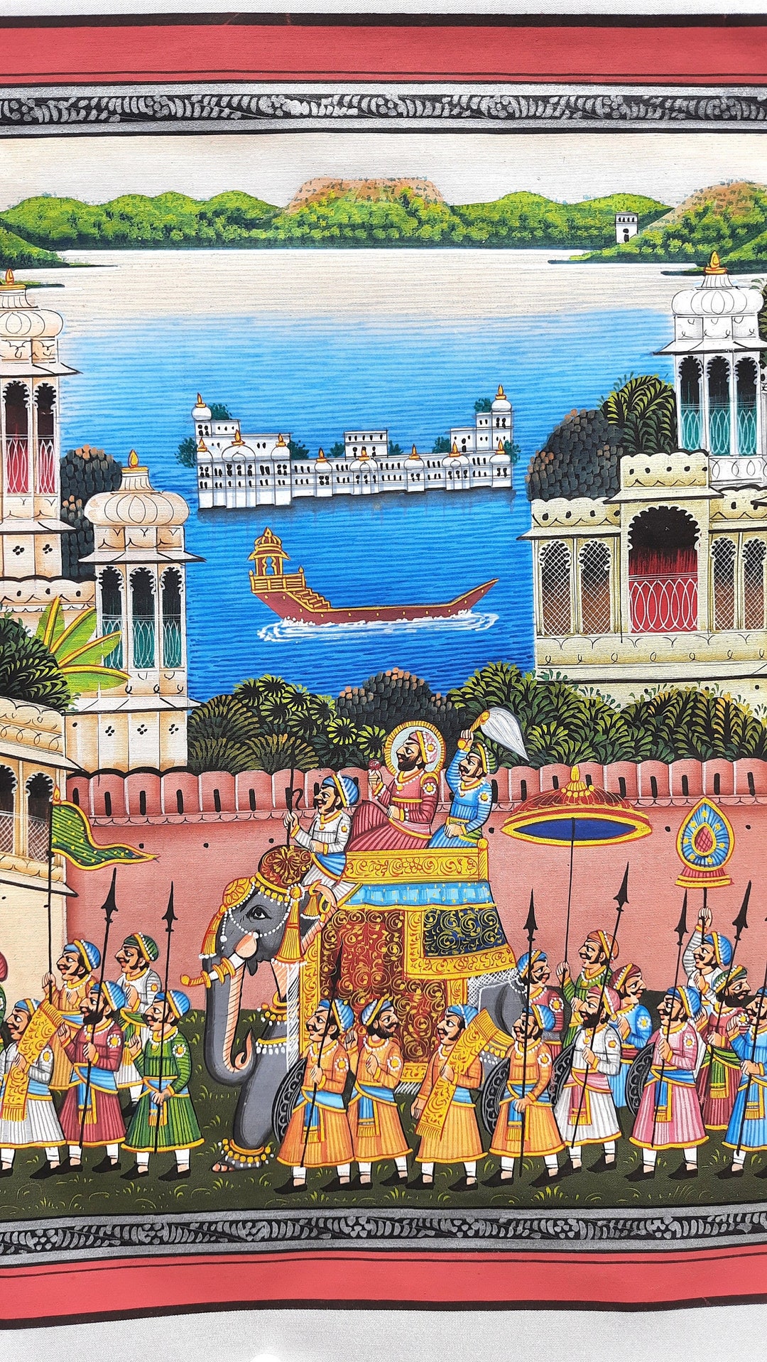 Indian Maharaja Procession Painting, Silk Cloth, Arts of India - Etsy