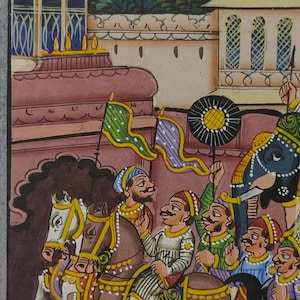 Maharaja Procession, Udaipur Palace Gouache Painting on Silk - Etsy