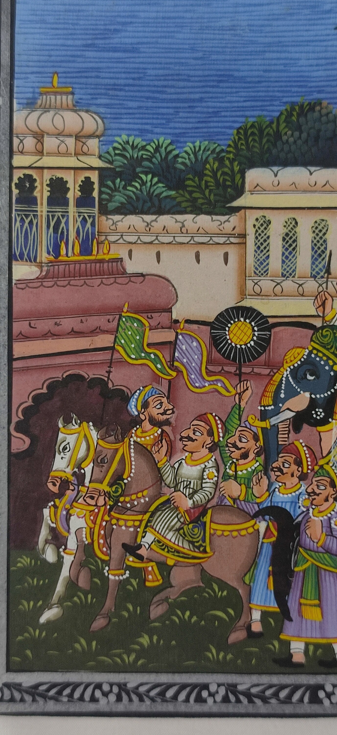 Maharaja Procession, Udaipur Palace Gouache Painting on Silk - Etsy