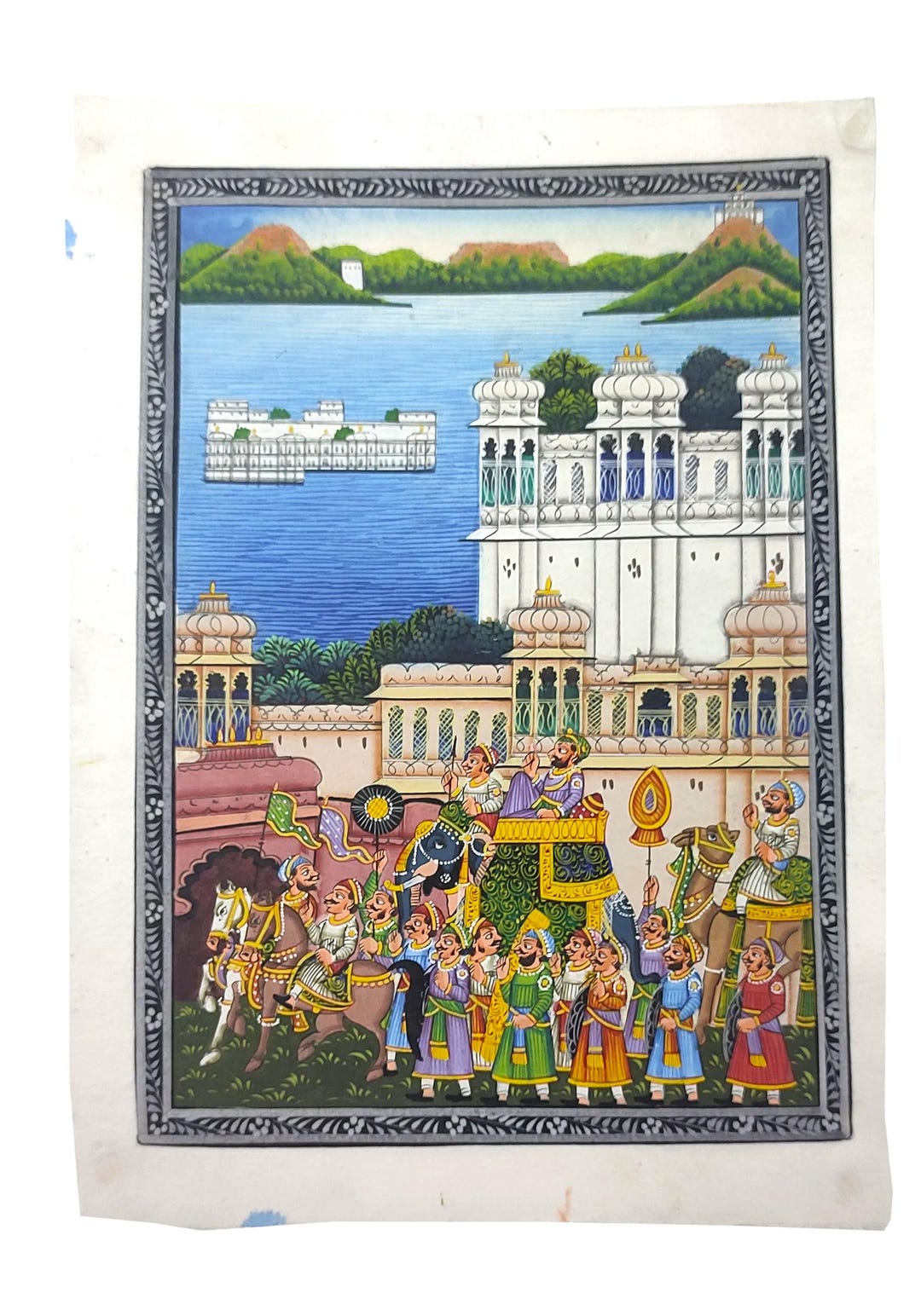 Maharaja Procession, Udaipur Palace Gouache Painting on Silk - Etsy