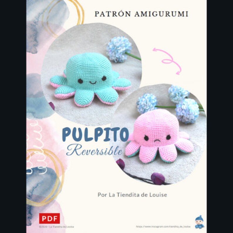 Pulpito reversible Patrón Amigurumi Español - Etsy España