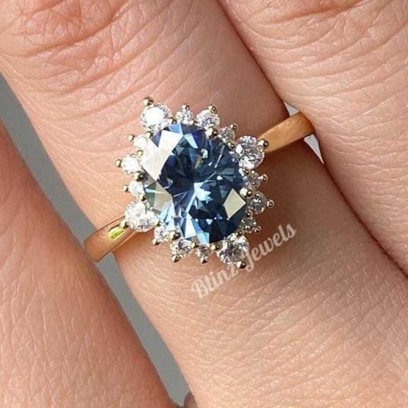 Blue Halo Ring - Etsy