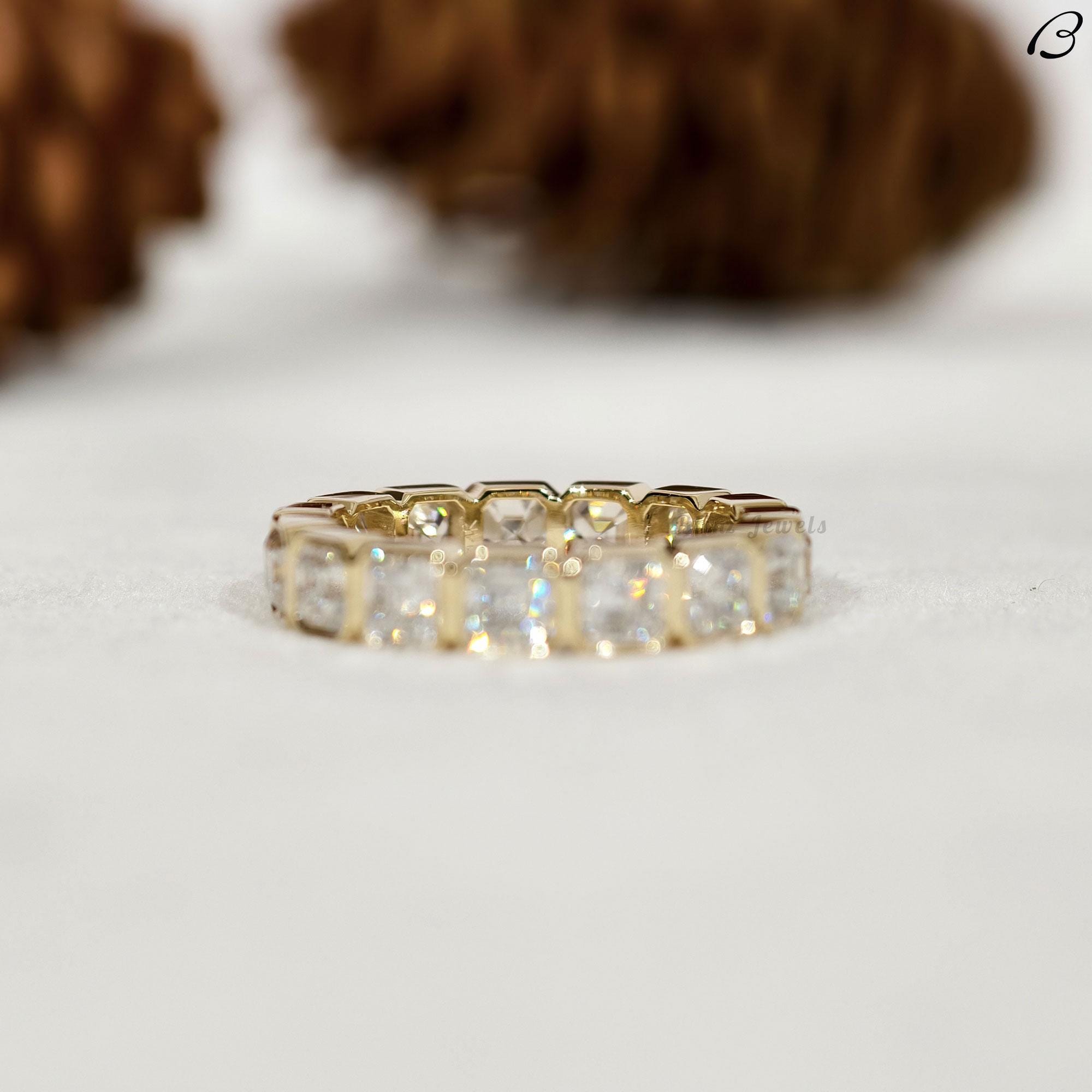 Asscher Full Eternity Anniversary Wedding Band for Women Bezel Set ...