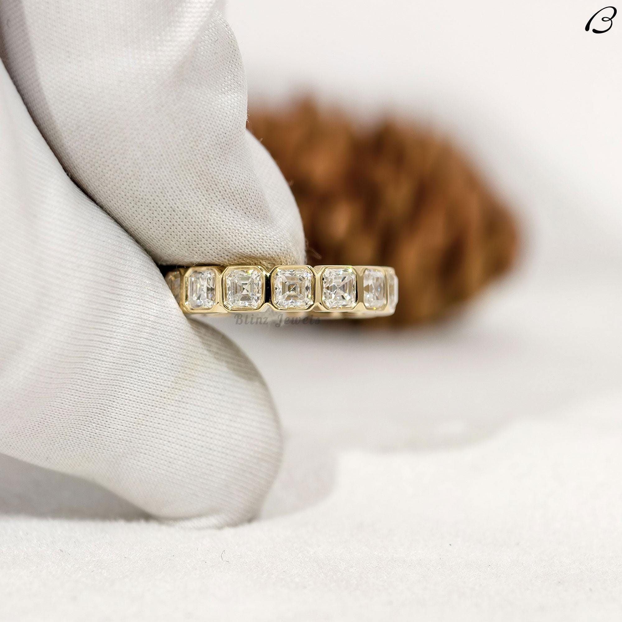 Asscher Full Eternity Anniversary Wedding Band for Women Bezel Set ...