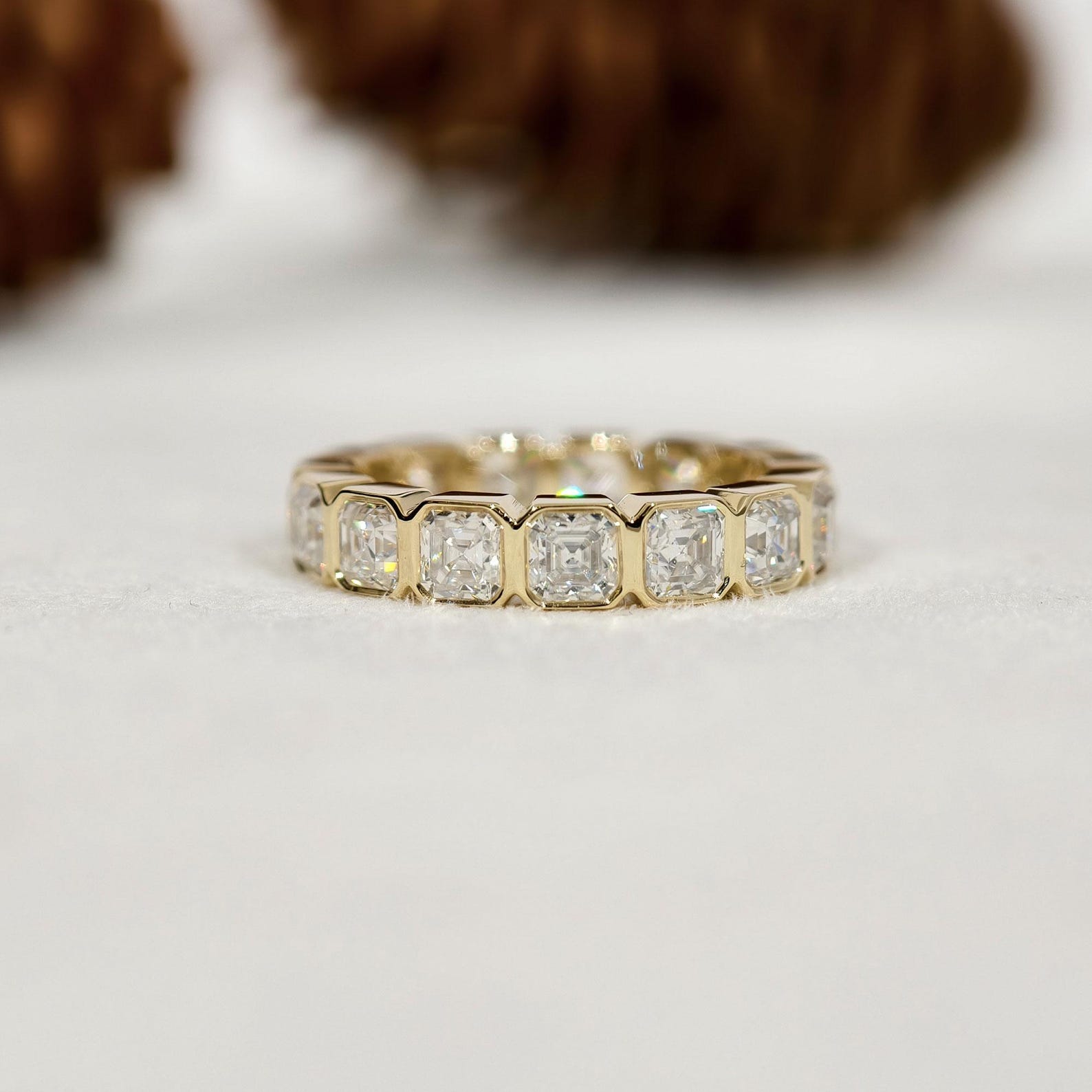 Asscher Full Eternity Anniversary Wedding Band for Women Bezel Set ...