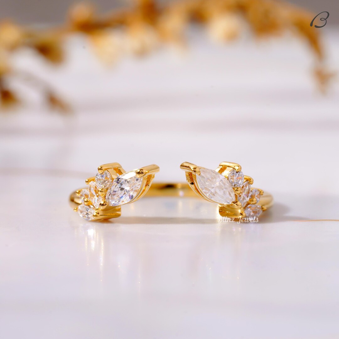14k Gold Open Wedding Band, Solid Gold Gap Wedding Band, Women's Cuff ...