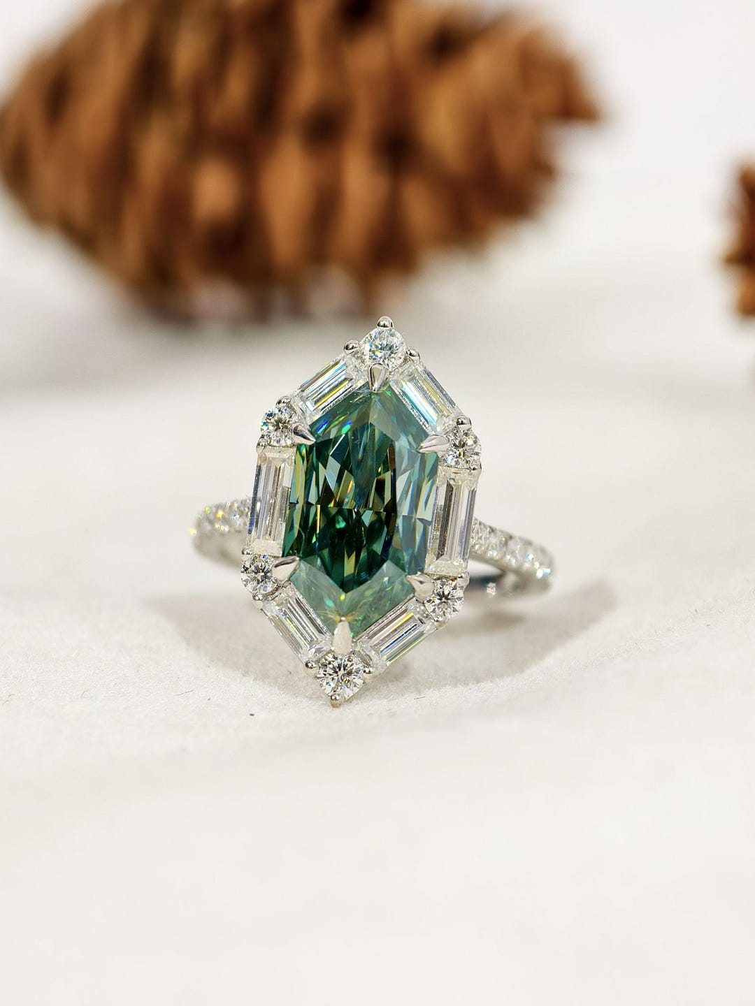 3.50 Ct Cyan Blue Dutch Marquise Cut Moissanite Engagement Ring ...