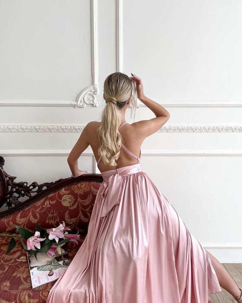 Soft Pink Silk Dress Pink Flowy Dress Pink Silk Dress - Etsy