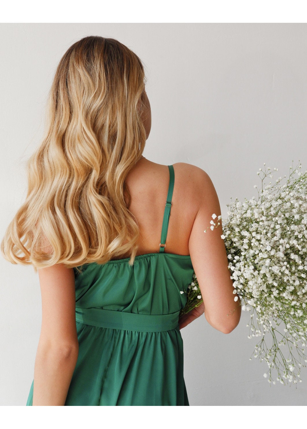 Green Midi Wrap Dress, Green Satin Slip Dress, Silk Long Dress ...