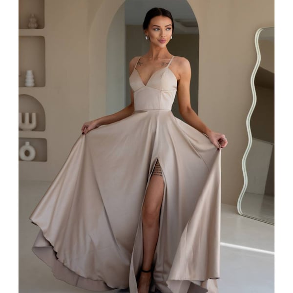 Beige Prom Dress - Etsy