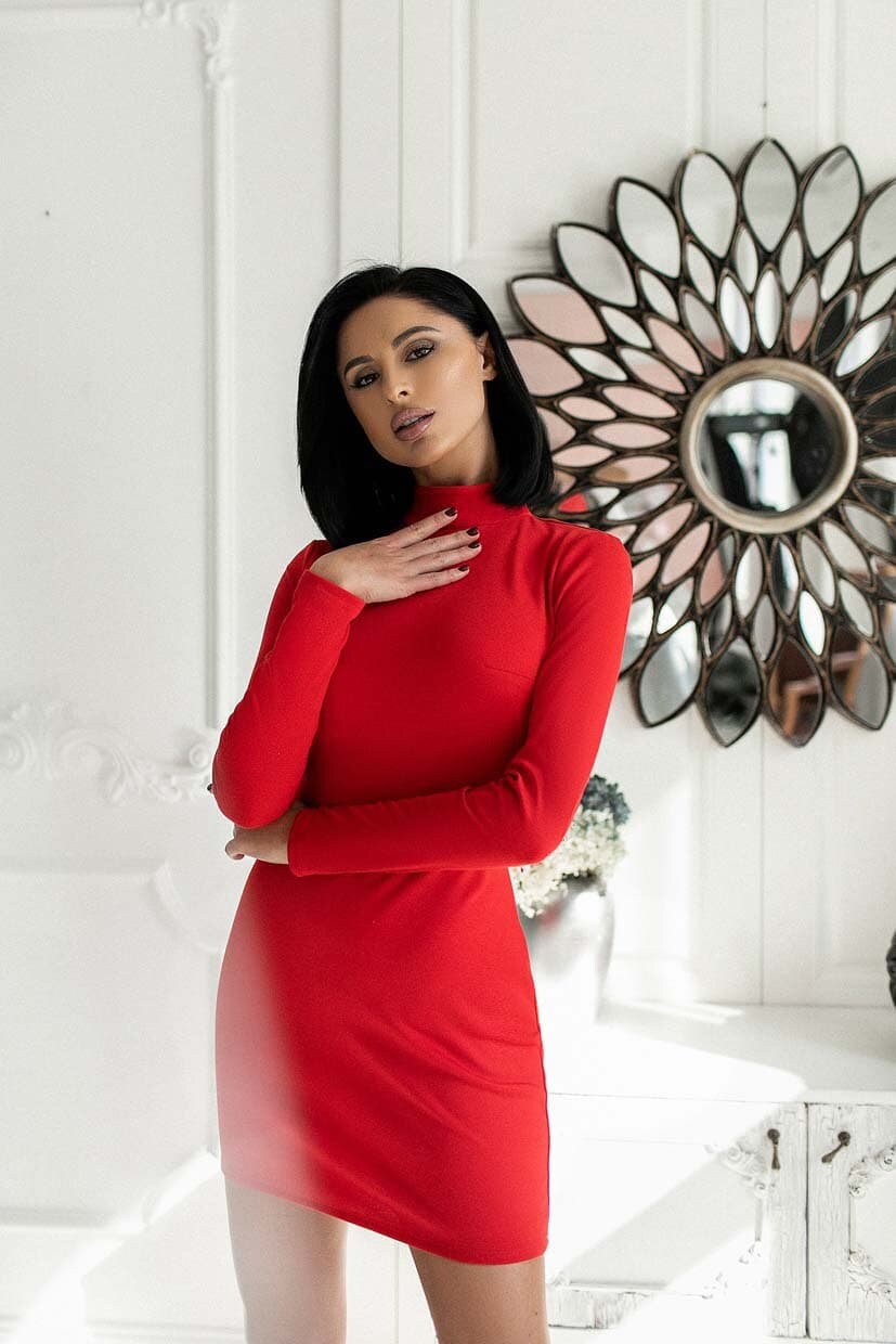 Red Lace Backless Dress, Red Jersey Dress With Sleeves, Backless Lace ...