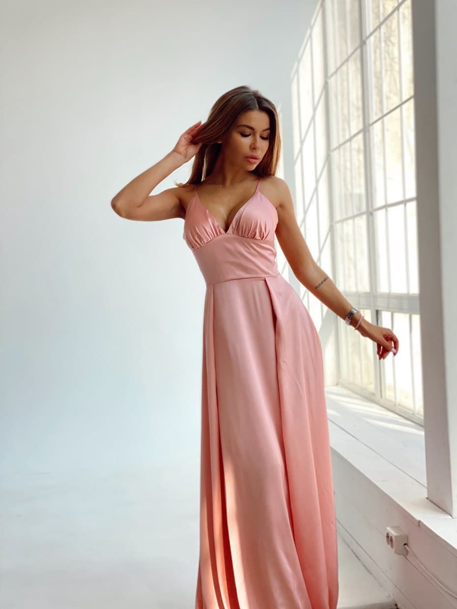 Pink Double Slit Dress Pink Silk Dress Double Slit Maxi - Etsy