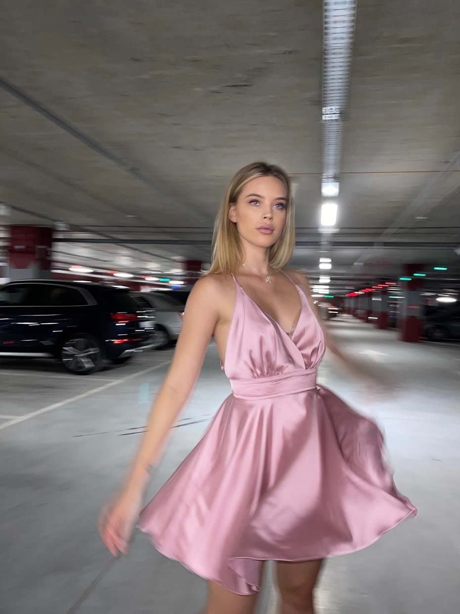 Pink Backless Slip Dress Pink Silk Mini Dress Silk - Etsy