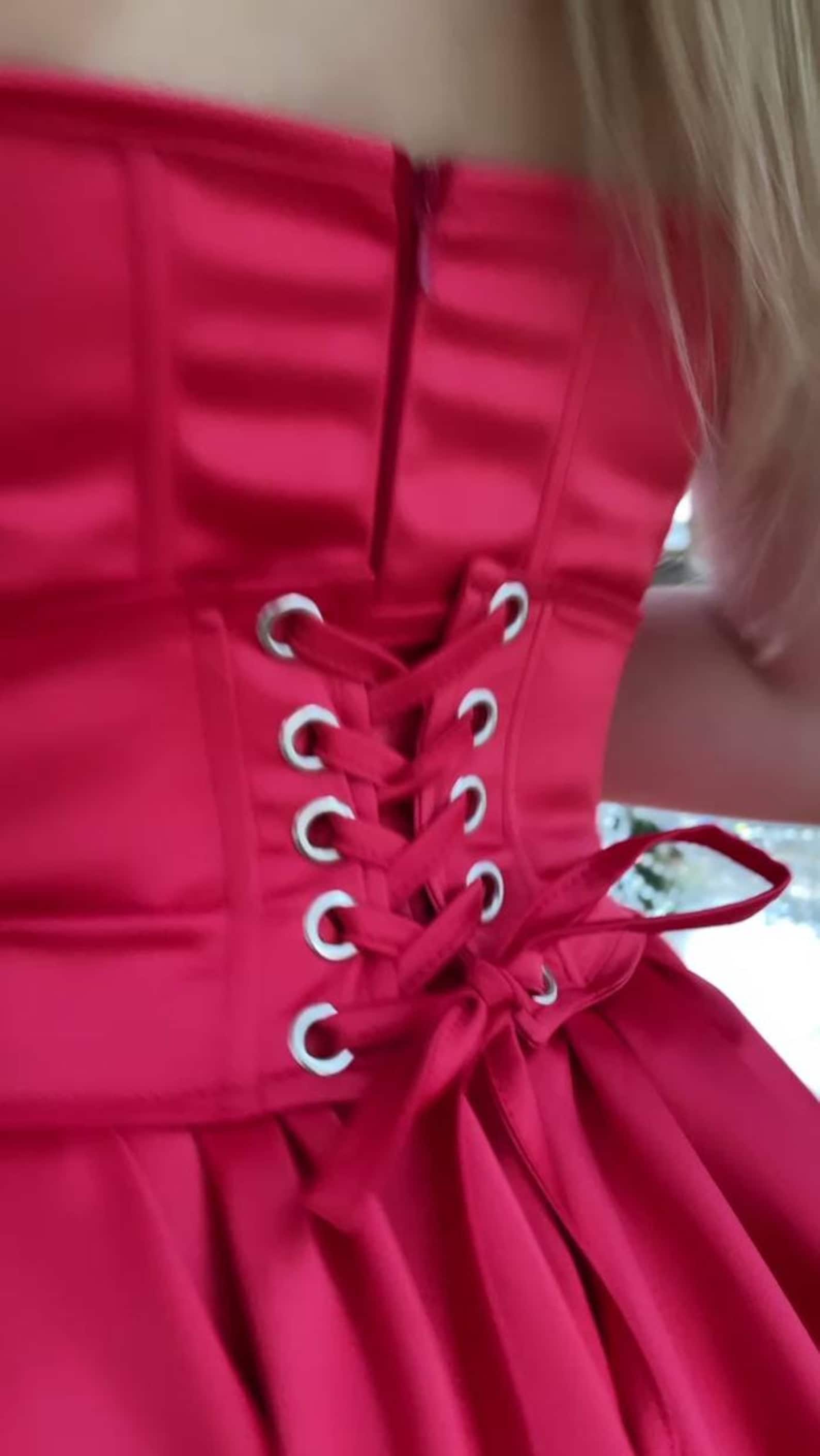 Red Corset Dress, Mini Red Dress, Red Satin Mini Dress, Red Mini Dress ...