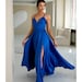 Electric Blue Prom Dress, Electric Blue Silk Maxi Dress, Sleeveless ...