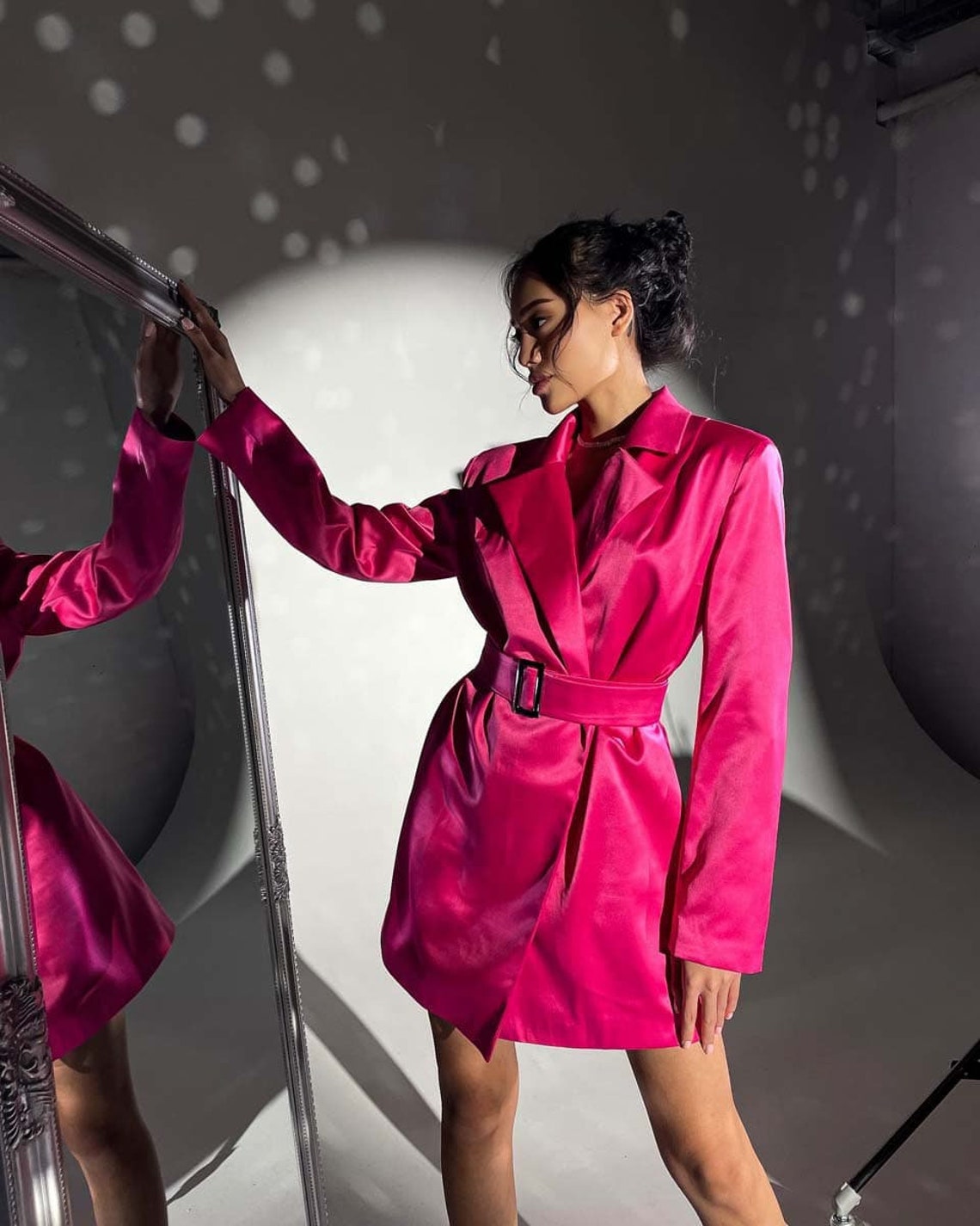 Women's Pink Satin Suit Jacket Pink Satin Long Blazer - Etsy