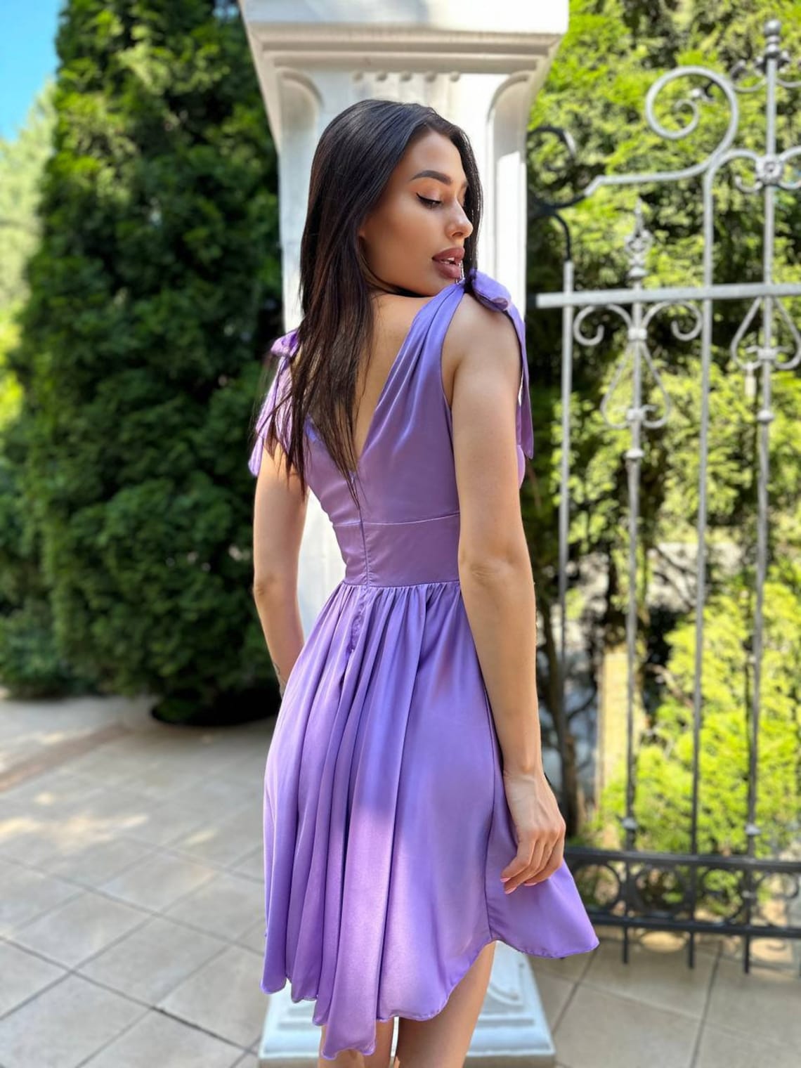 Lilac Flared Dress Lilac Mini Dress Lilac Silk Dress Silk - Etsy