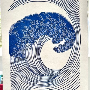 Ocean Wave Linoprint - Etsy