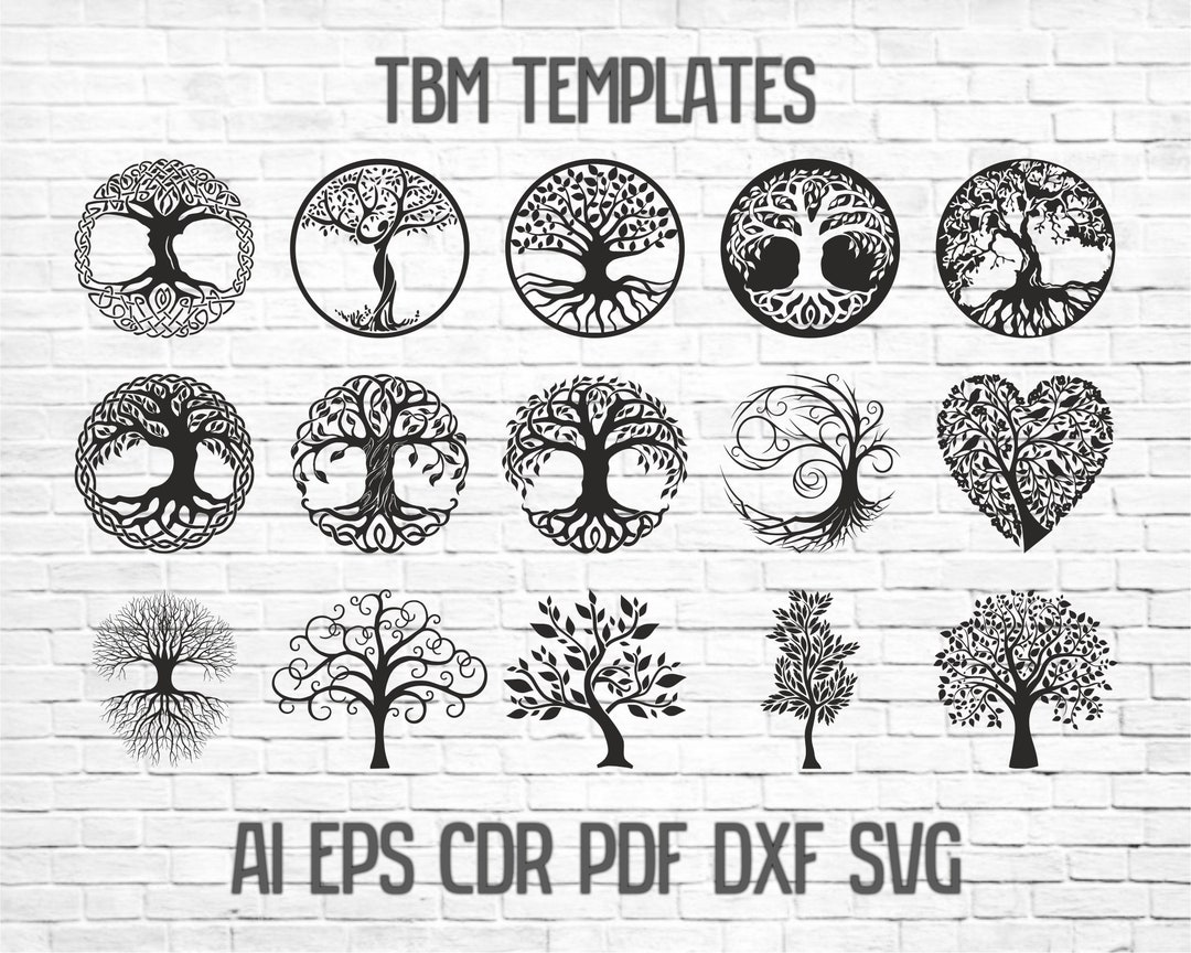 Árboles de silueta SVG. Vector de árboles. Árboles para corte - Etsy España