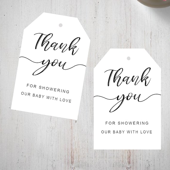 Thank You for Showering Our Baby With Love Tags Thank You - Etsy