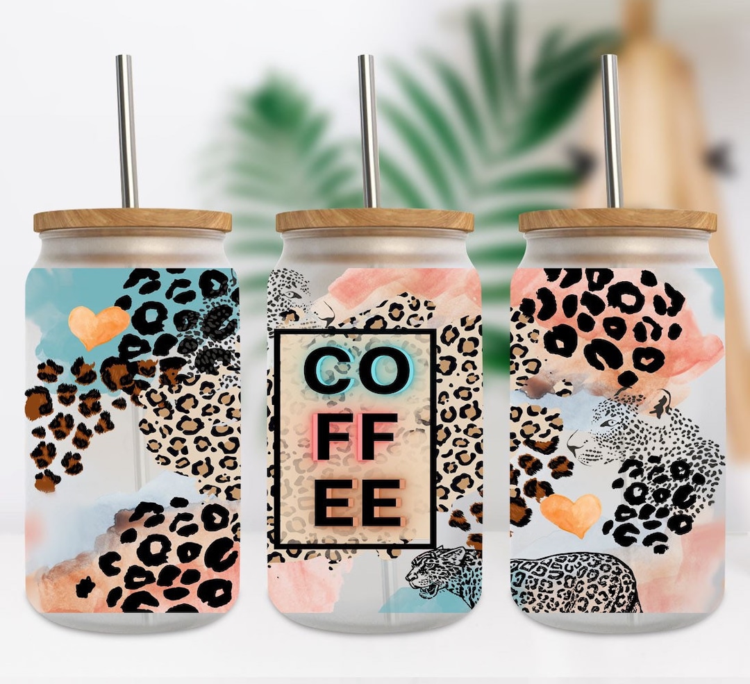 Mama Animal Print UV DTF Wrap Cup, Libbey Glass, 16oz Beer Can Glass ...