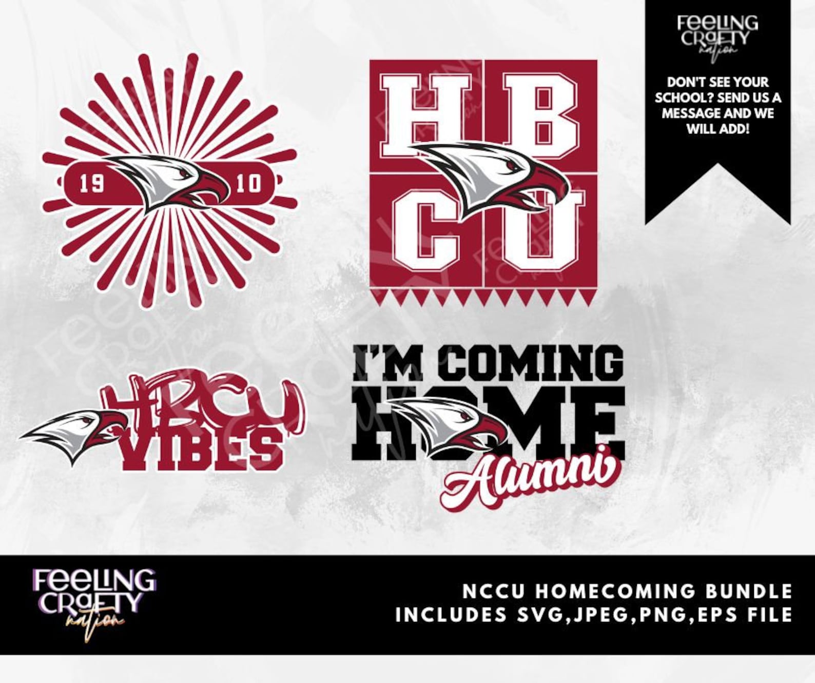 NCCU, North Carolina Central Homecoming Bundle Artwork HBCU Collection ...