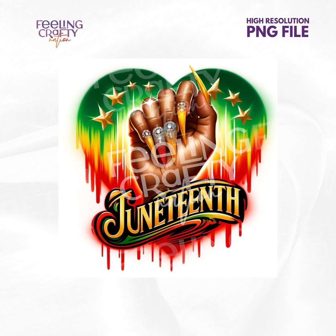 Juneteenth Airbrush Drip Heart PNG, Freedom Day Artwork, African ...