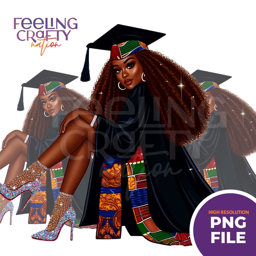 Educated Baddie, Graduation Art, Black Girl Art, PNG Design, Artwork ...