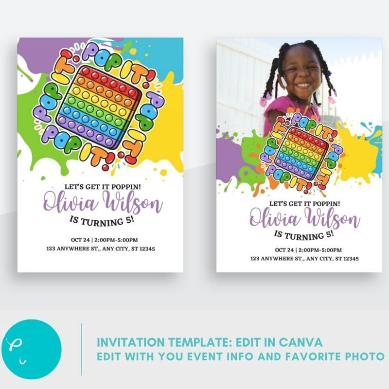 Popit Invitation - Etsy