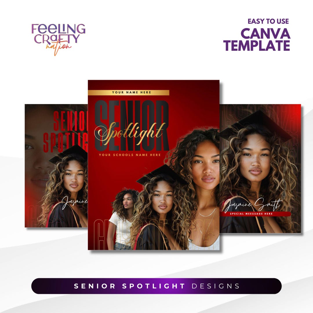 Red Senior Spotlight Canva Template | Graduation Senior Flyer ...