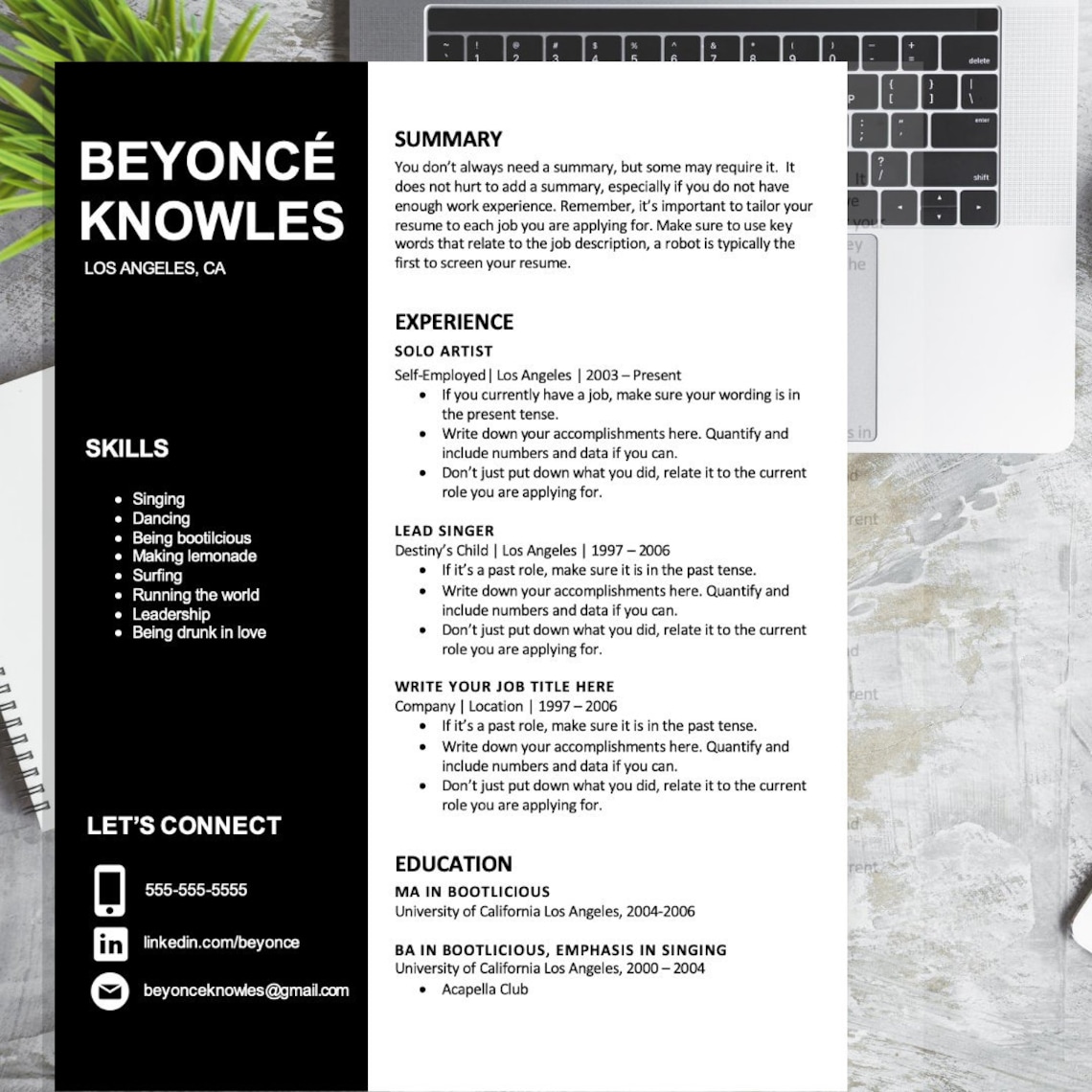 Resume 2020 Template BOLD Resume Black MODERN Resume Instant Download ...