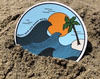 Ocean Waves Crescent Moon Waterproof Vinyl Sticker Water - Etsy