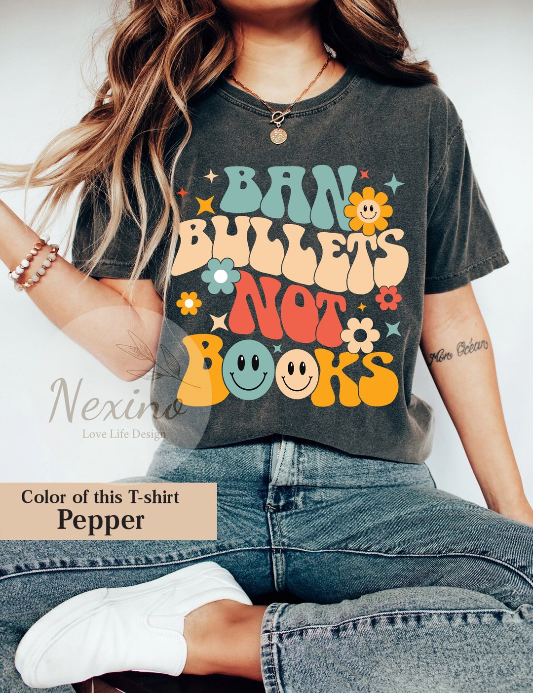 Ban Bullets Not Books Shirt, Ban Guns Tee, Read Banned Books, Reading ...
