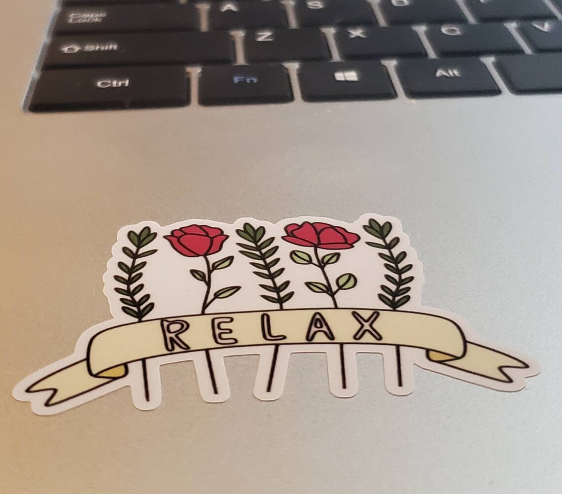 Relax Sticker, Removeable Vinyl, Flower Sticker for Water Bottle ...