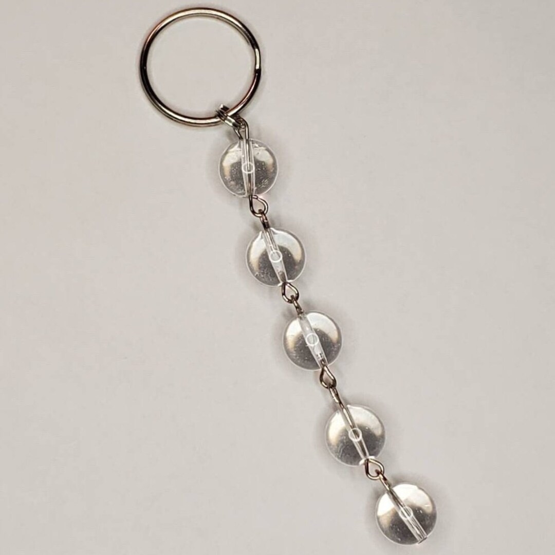 Beaded Keychain, Clear Bead Key Chain, Unique Keyring, Handmade ...