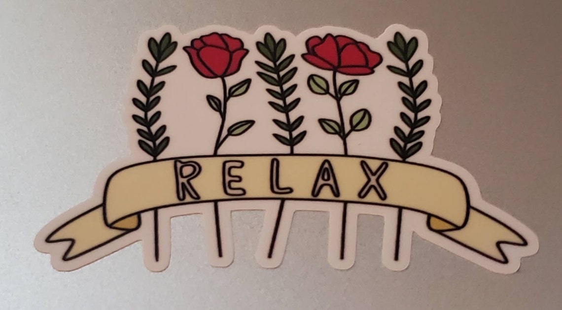 Relax Sticker, Removeable Vinyl, Flower Sticker for Water Bottle ...