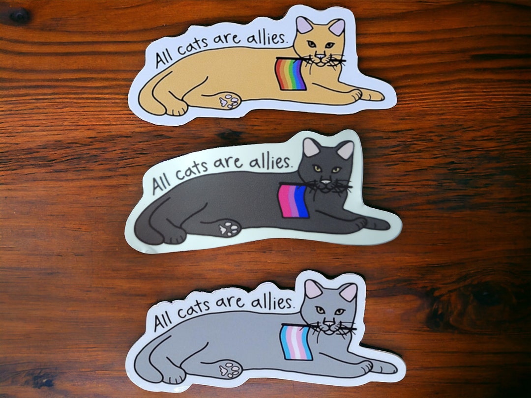 LGBTQ+ Pride Sticker, Cat Sticker for Bottle, Laptop, and Journaling ...
