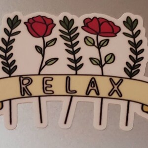 Relax Sticker, Removeable Vinyl, Flower Sticker for Water Bottle ...